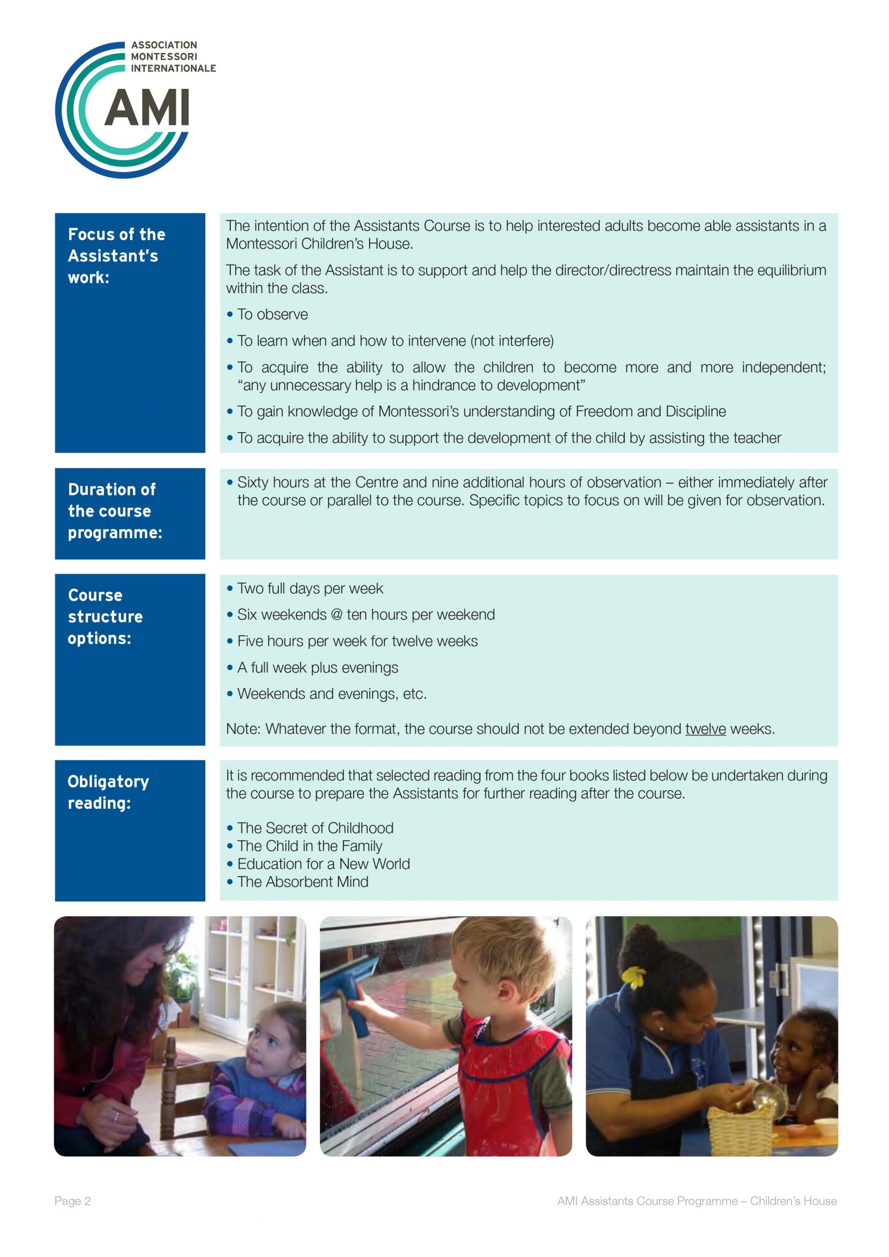 AMI Montessori 3-6 Assistants Course / Orientation Course – Pakistan ...